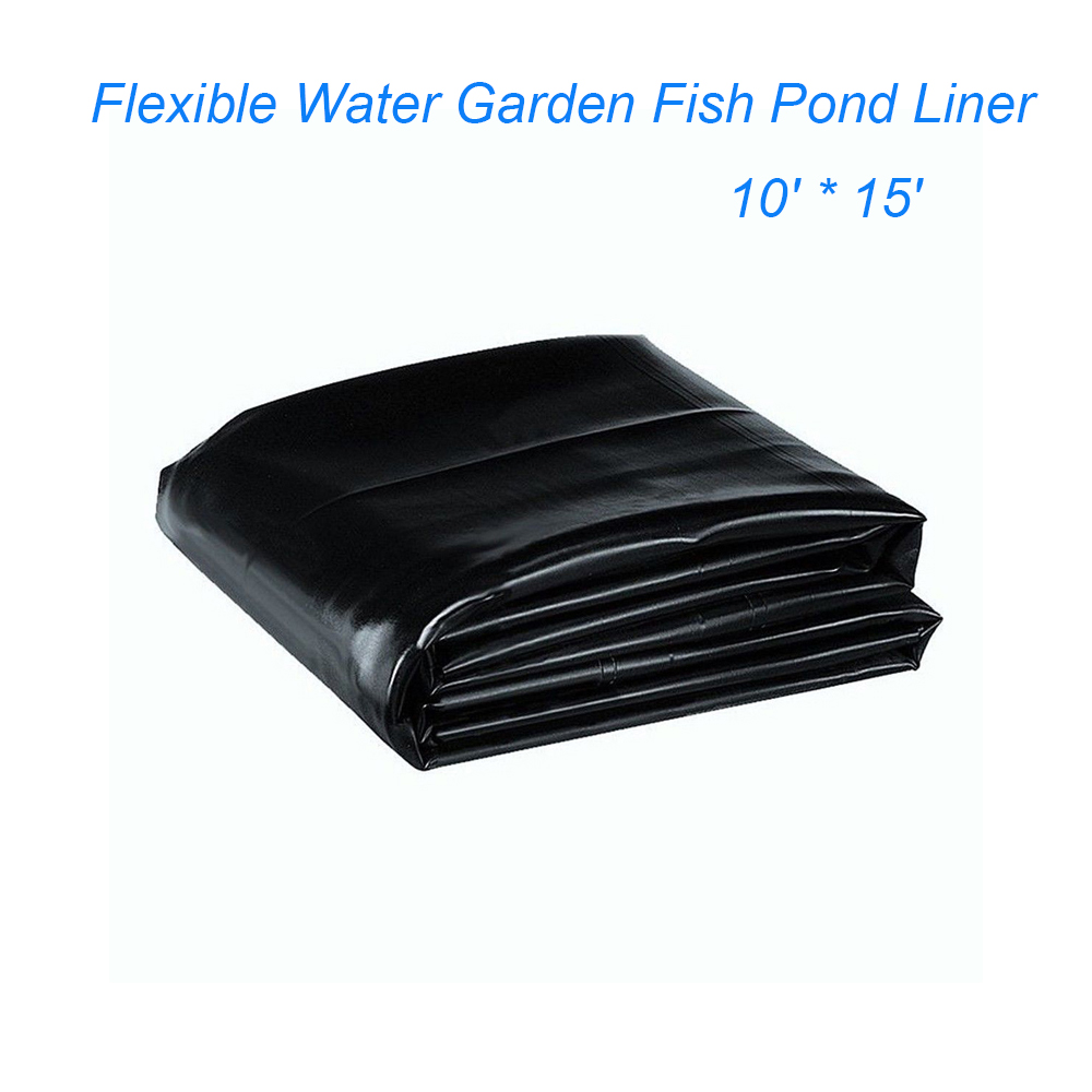 Techtongda HDPE Flexible Water Garden Fish Pond Liner 10'*15' Black ...