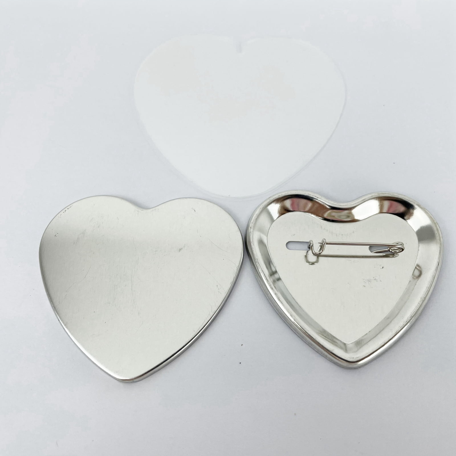 Techtongda Heart-Shaped Metal Pin Back Button Parts, 100 Sets Package ...