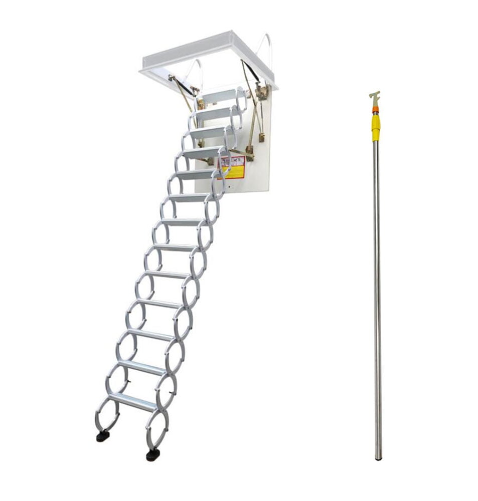 Techtongda White Loft Wall Ladder Stairs Retractable Attic Folding ...