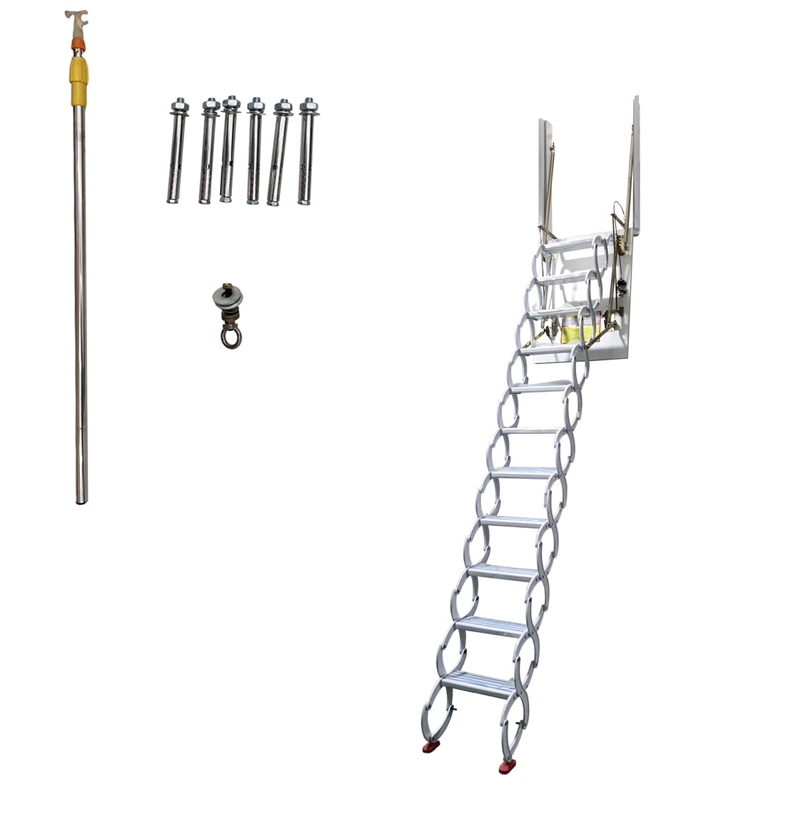 Techtongda White Side-mounted Loft Wall Ladder Stairs Hidden Attic ...