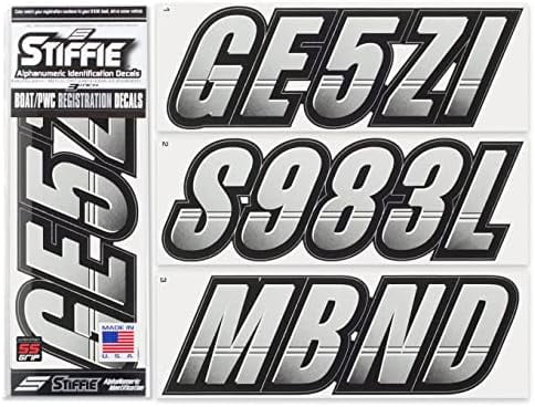 Techtron Metallic Silver/Black 3” Super Sticky Boat & PWC Registration ...