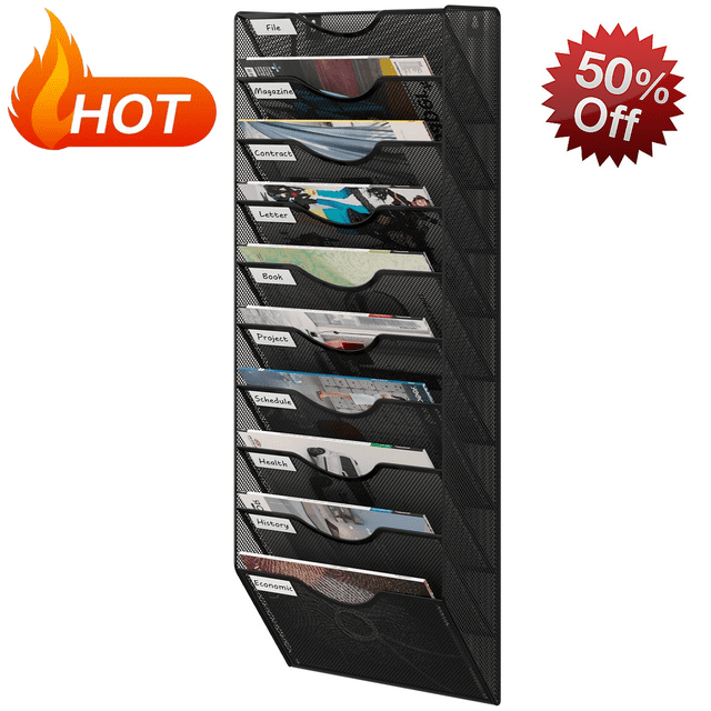 Techvida 10 Tier Metal Mesh Wall File Holder, Office Hanging File ...