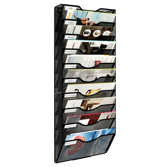 Techvida 10 Tier Metal Mesh Wall File Holder, Office Hanging Folder ...