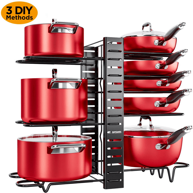 Techvida Pot Rack Organizer, 8-Tier Kitchen Pot and Pan Organizer with ...