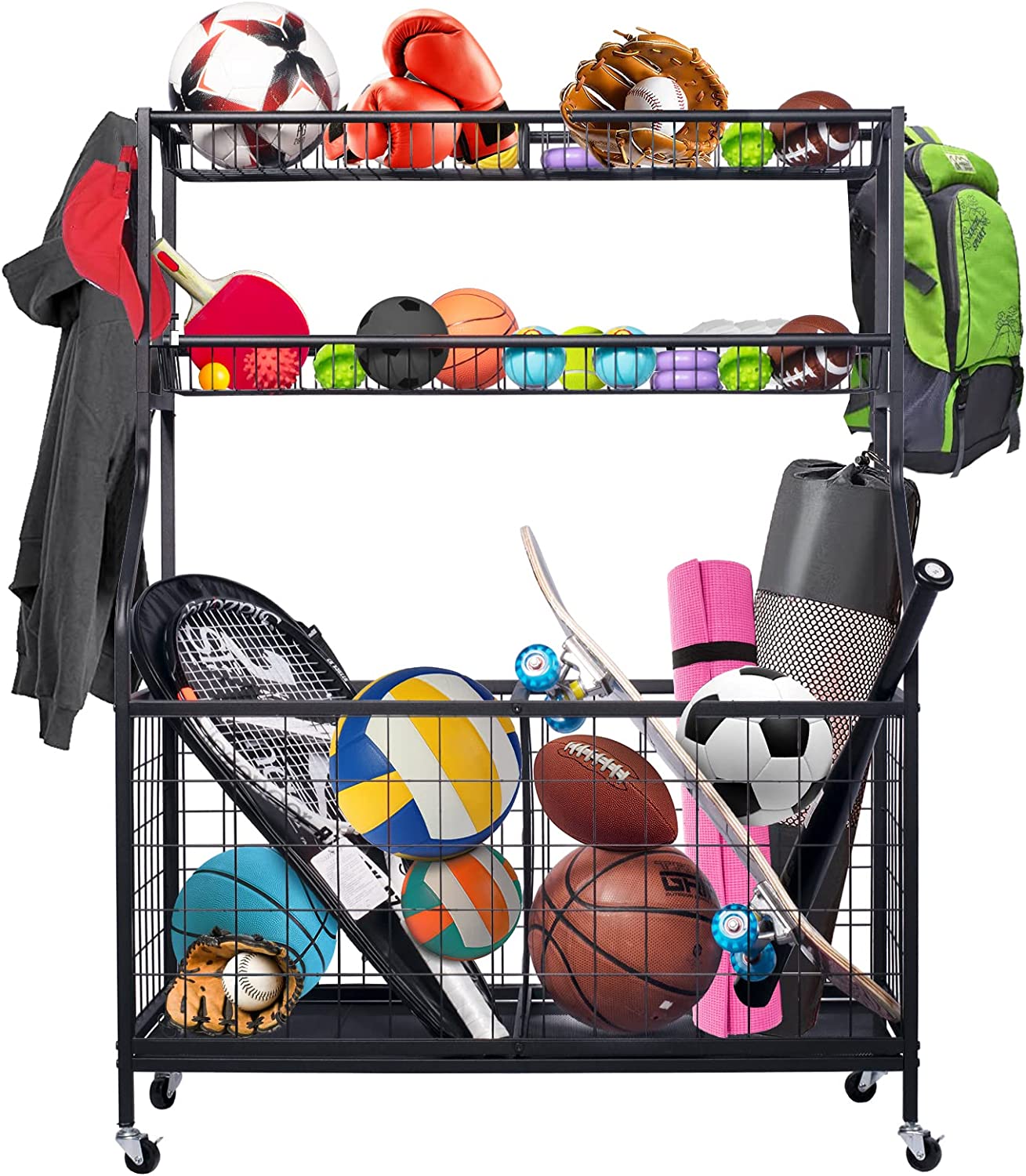 Wallniture Sporta Metal Ball Rack Basketball Holder Wall Mount Soccer ...