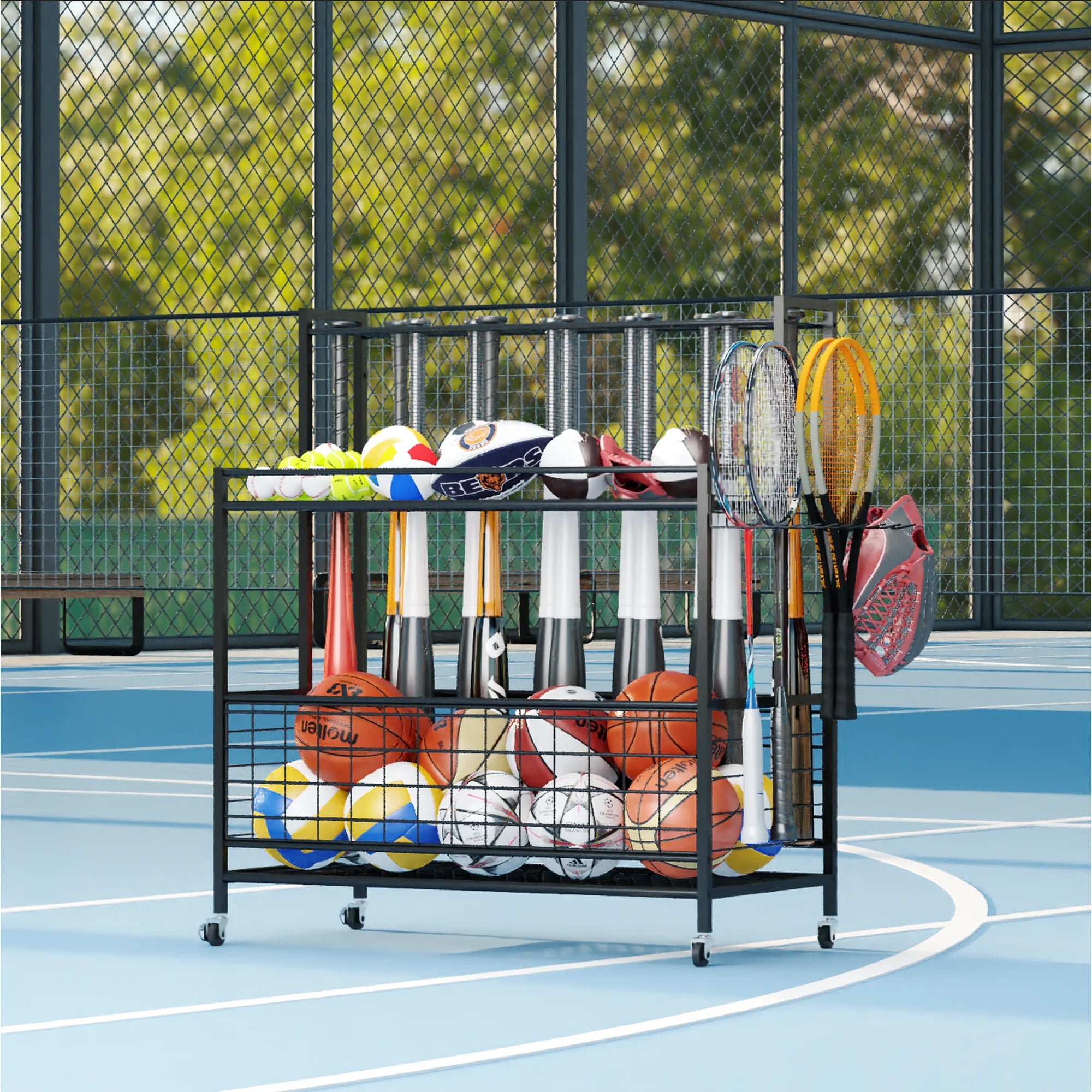 Techvida Sports Equipment Storage Rack, Garage Organizer, Holds 24 Bats ...