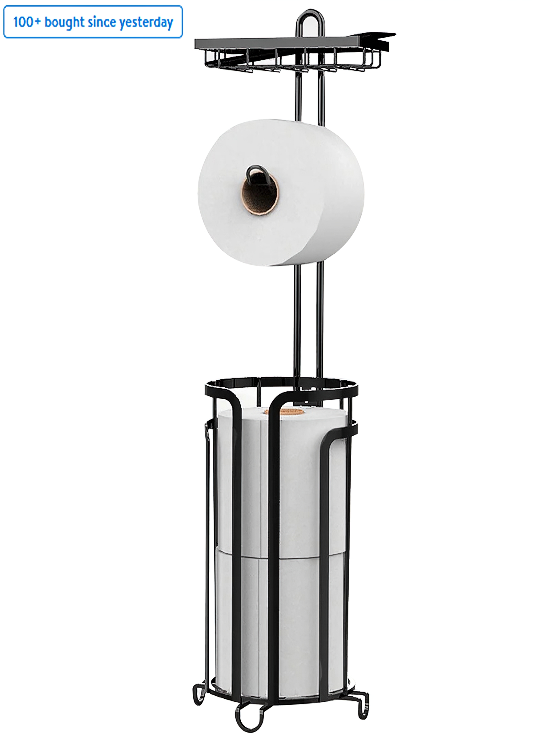 mDesign Steel Free Standing Toilet Paper Holder Stand and Dispenser ...