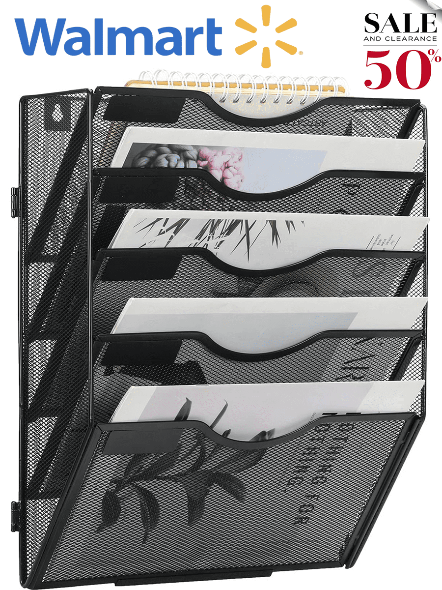 Techvida Wall File Holder, Office Mesh Hanging File Folder with 5 ...