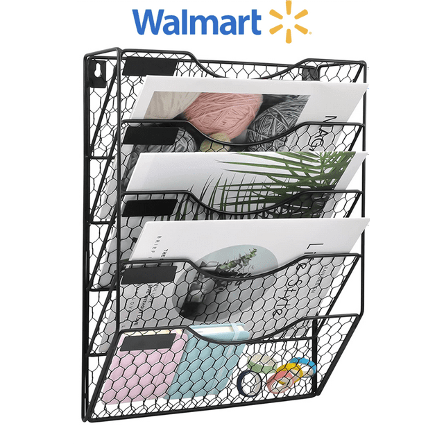 Techvida Wall File Holder, Office Mesh Hanging File Folder with 5 ...