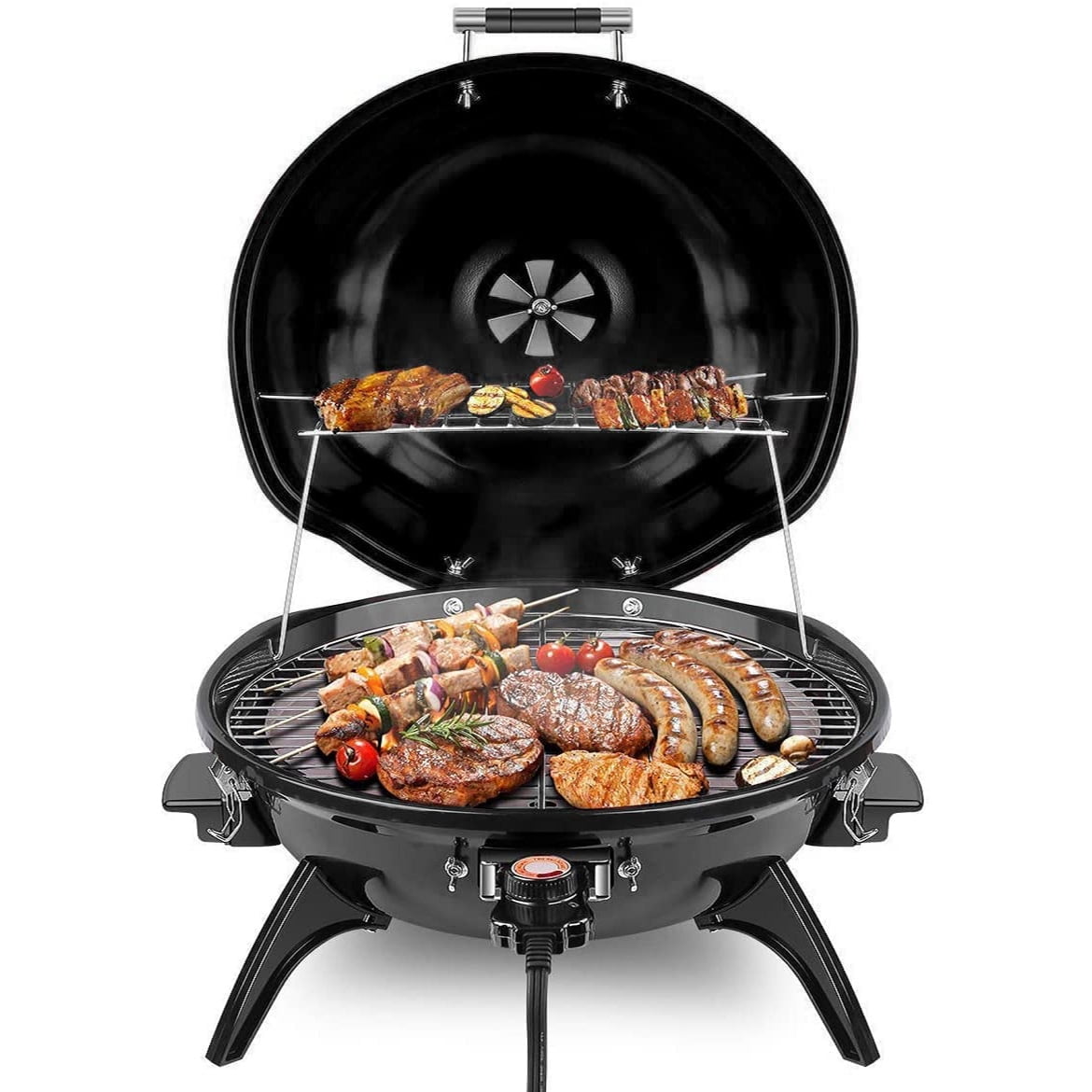 Techwood 1600W Electric Indoor Grill with Removable Stand and Double ...