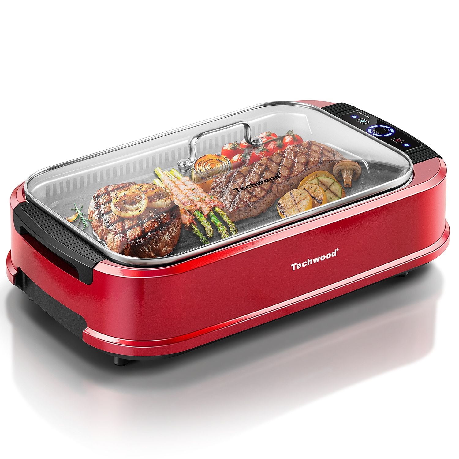 Techwood Indoor Smokeless BBQ Grill with Turbo Smoke Extractor, LED ...