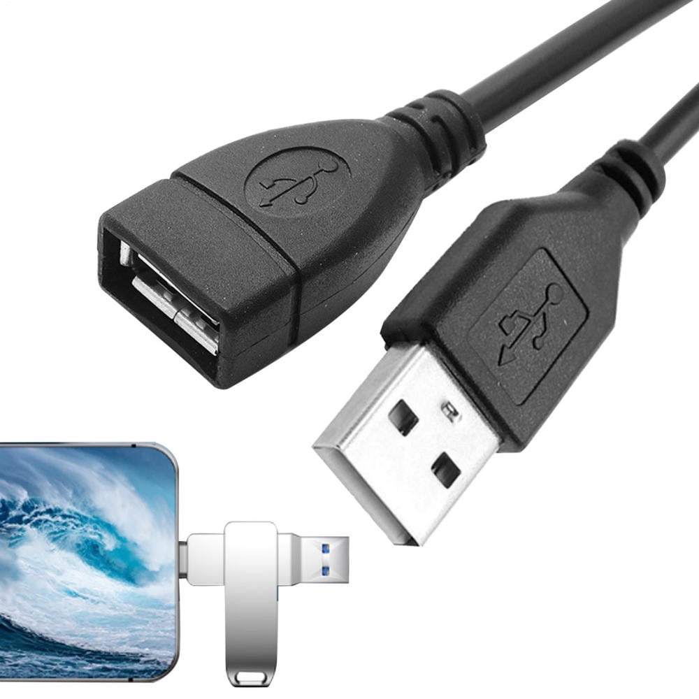 Teckey USB Cable Extension Male to Female USB 2.0 Extension Wire Black ...