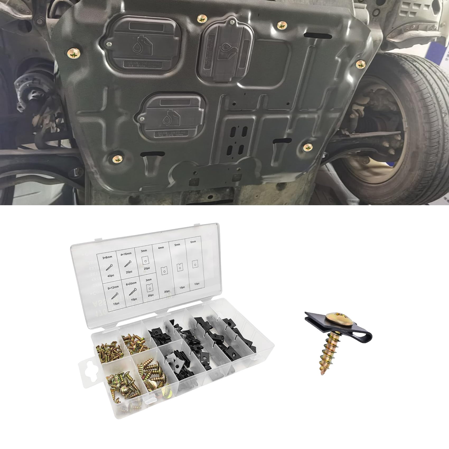 Tecledsn 170PCS Car U Clips with Screw Assortment Kit, 9 Different ...