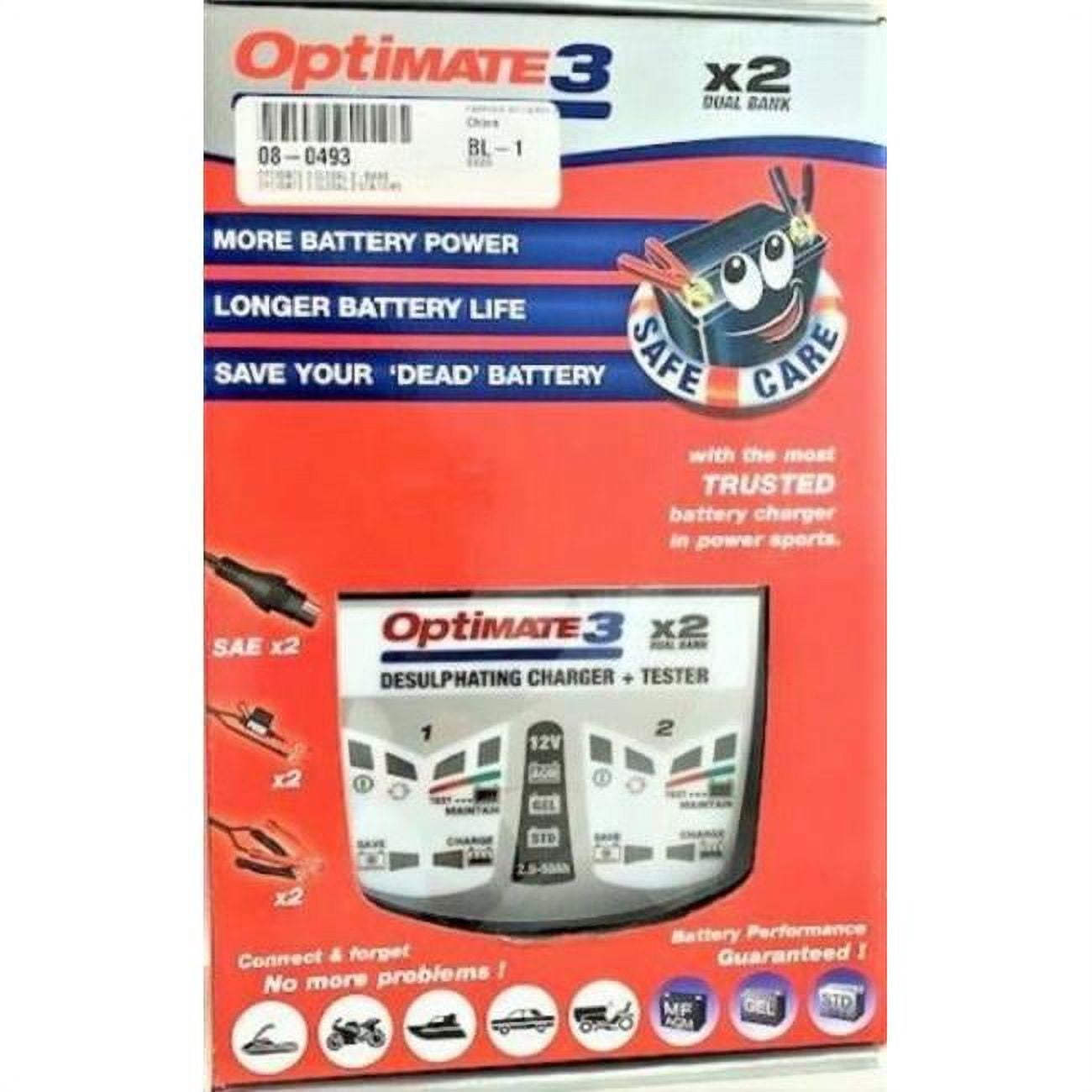 Tecmate Optimate 3 x 2 in. Bank, 2-Bank x 7-Step 12V & 0.8A Battery ...