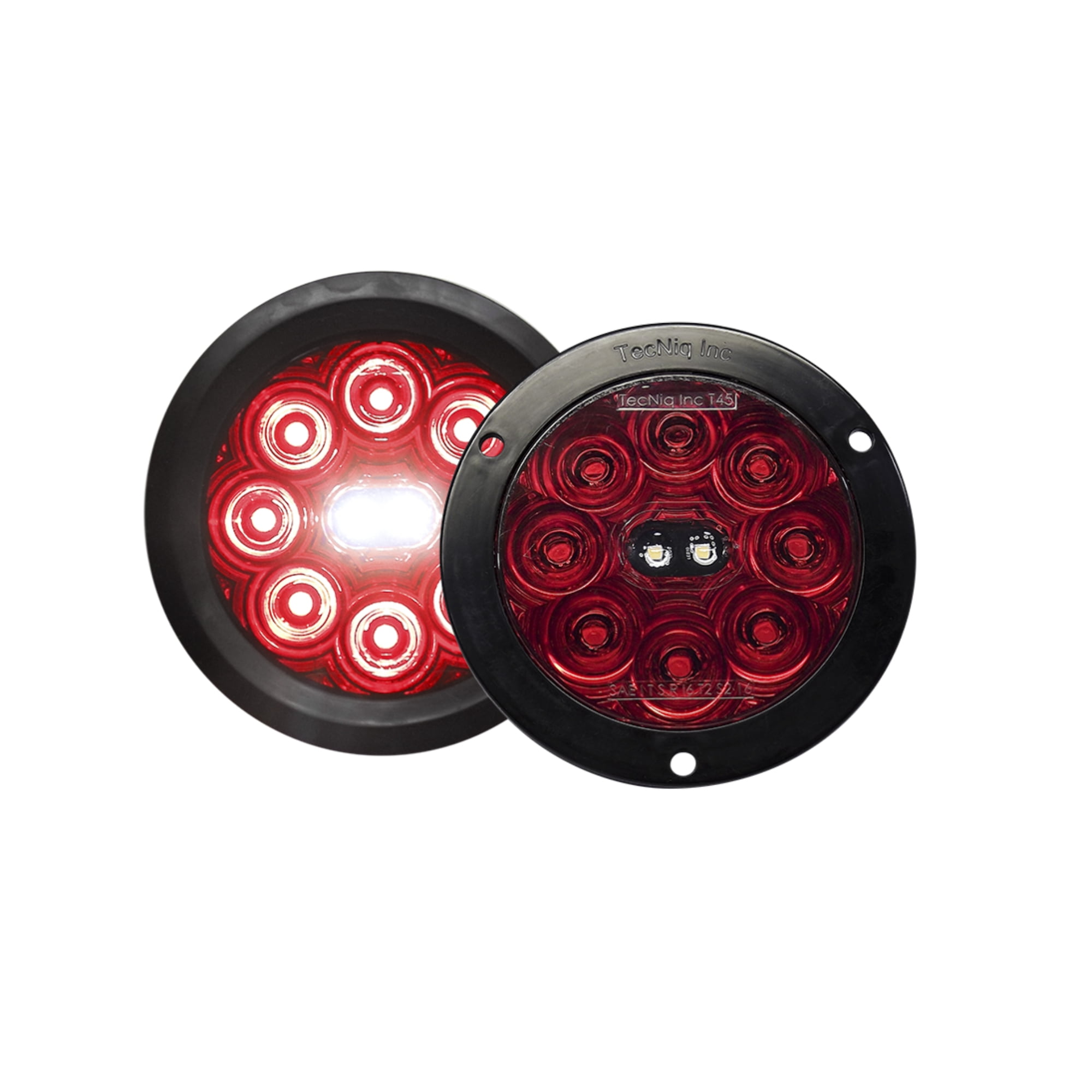 Tecniq Hi Visibility 4" Round STTR Red Lens Flange Mount Tri-Pole Light ...