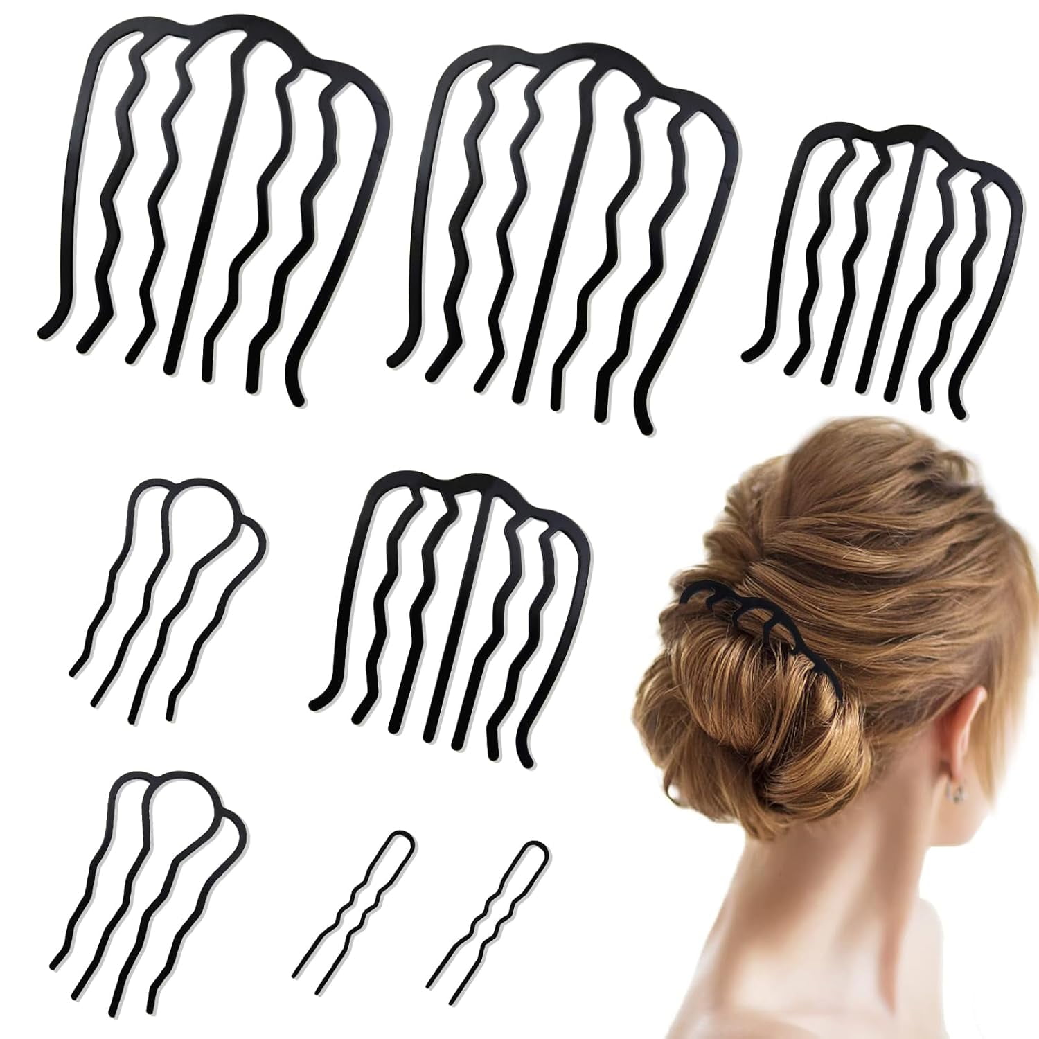 TecoKart 8 Piece Hair Side Combs Accessories for Women Metal Hair Fork ...