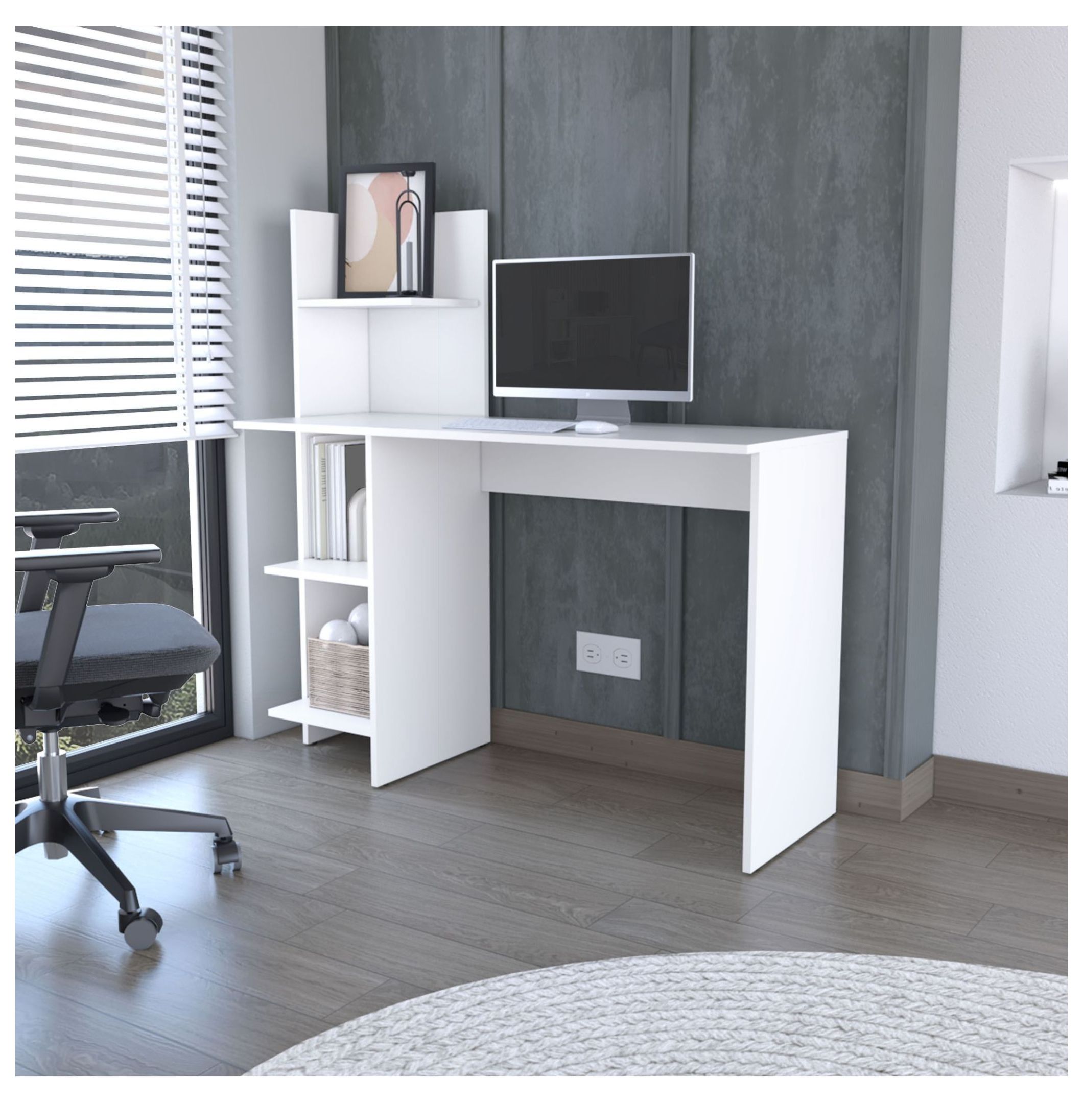 Tecoa Writing Desk, Four Shelves as Pic - Walmart.com