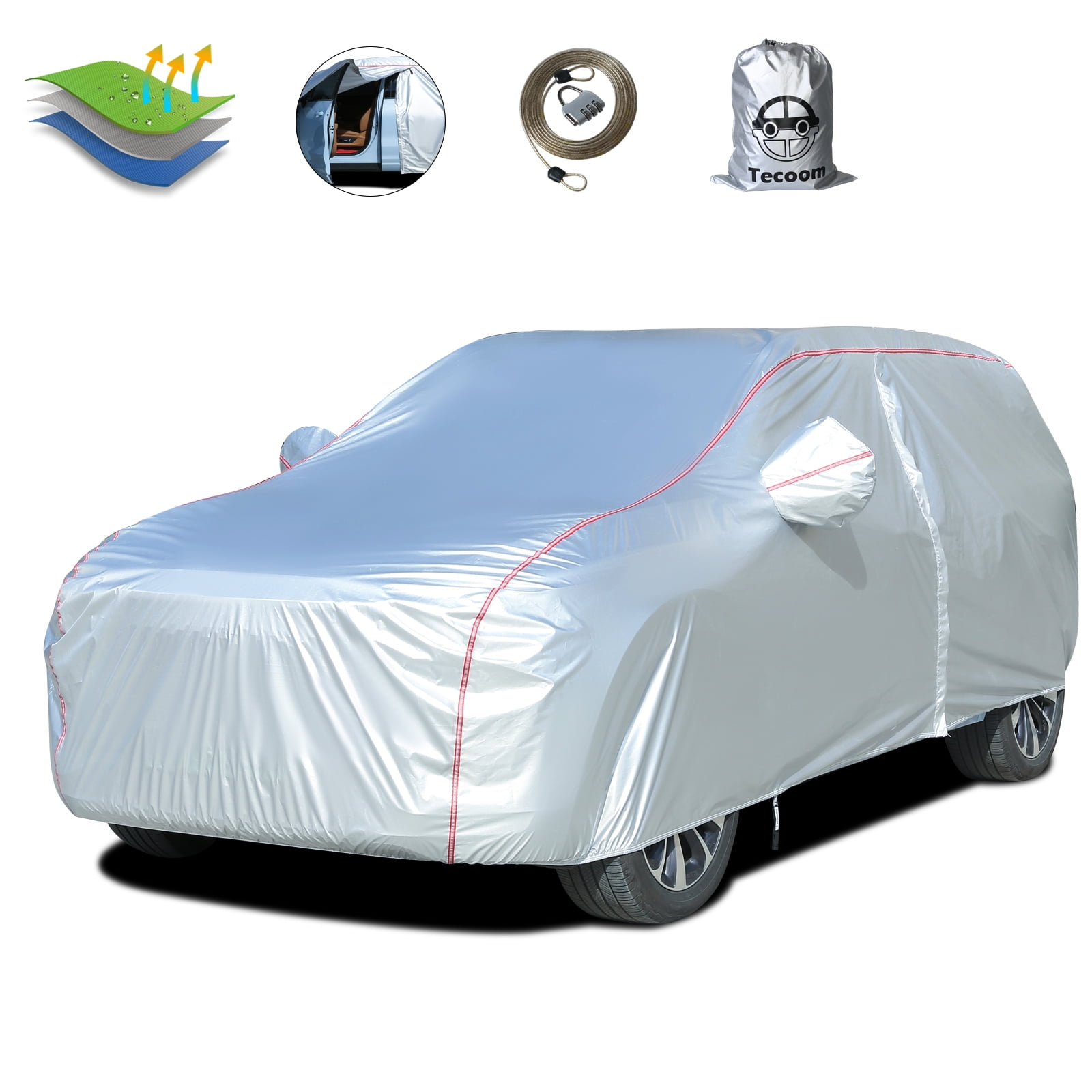 Tecoom Car Cover, Zipper Design, Waterproof, Windproof, UV Protection ...