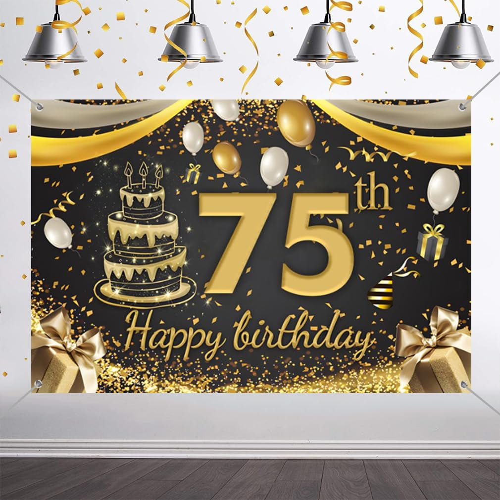 Tecreo 75th Birthday AJH3 Decoration Background Door Decoration Banner ...