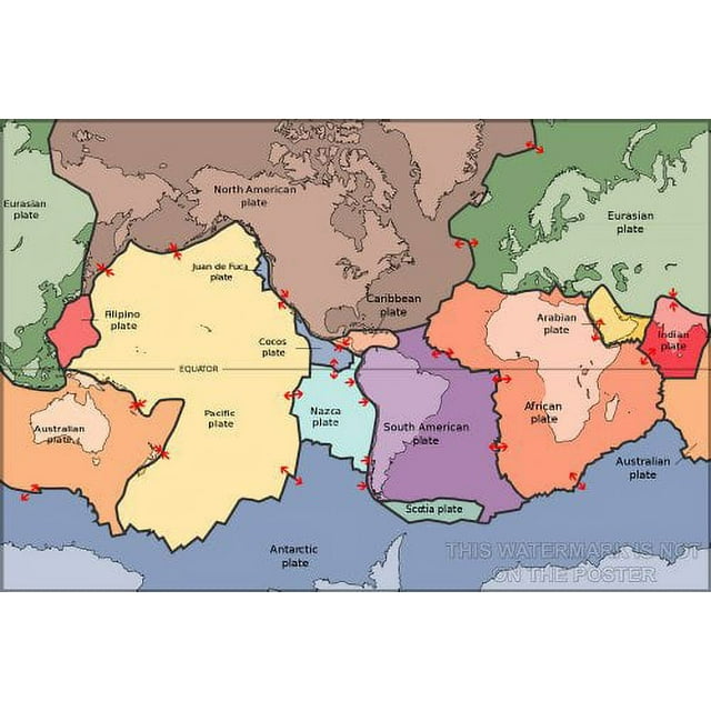 Tectonic Plates - 24"x36" Poster - Walmart.com