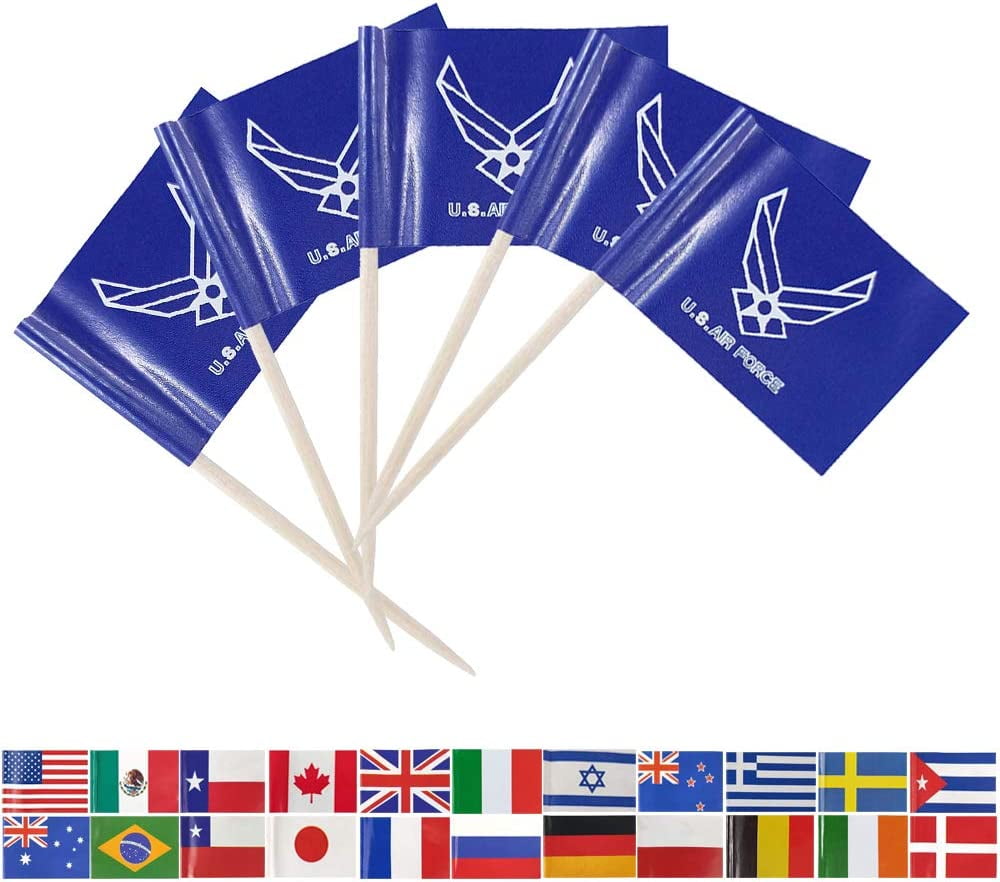 Tectsia 100Pcs Air Force Wing Toothpick Flags, Small Mini Stick USA Air ...