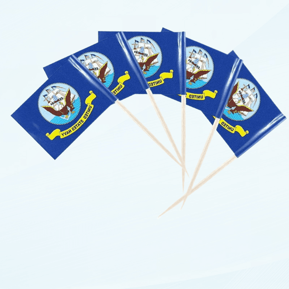 Tectsia 100Pcs American Navy Toothpick Flags, Small Mini Stick USA Navy ...
