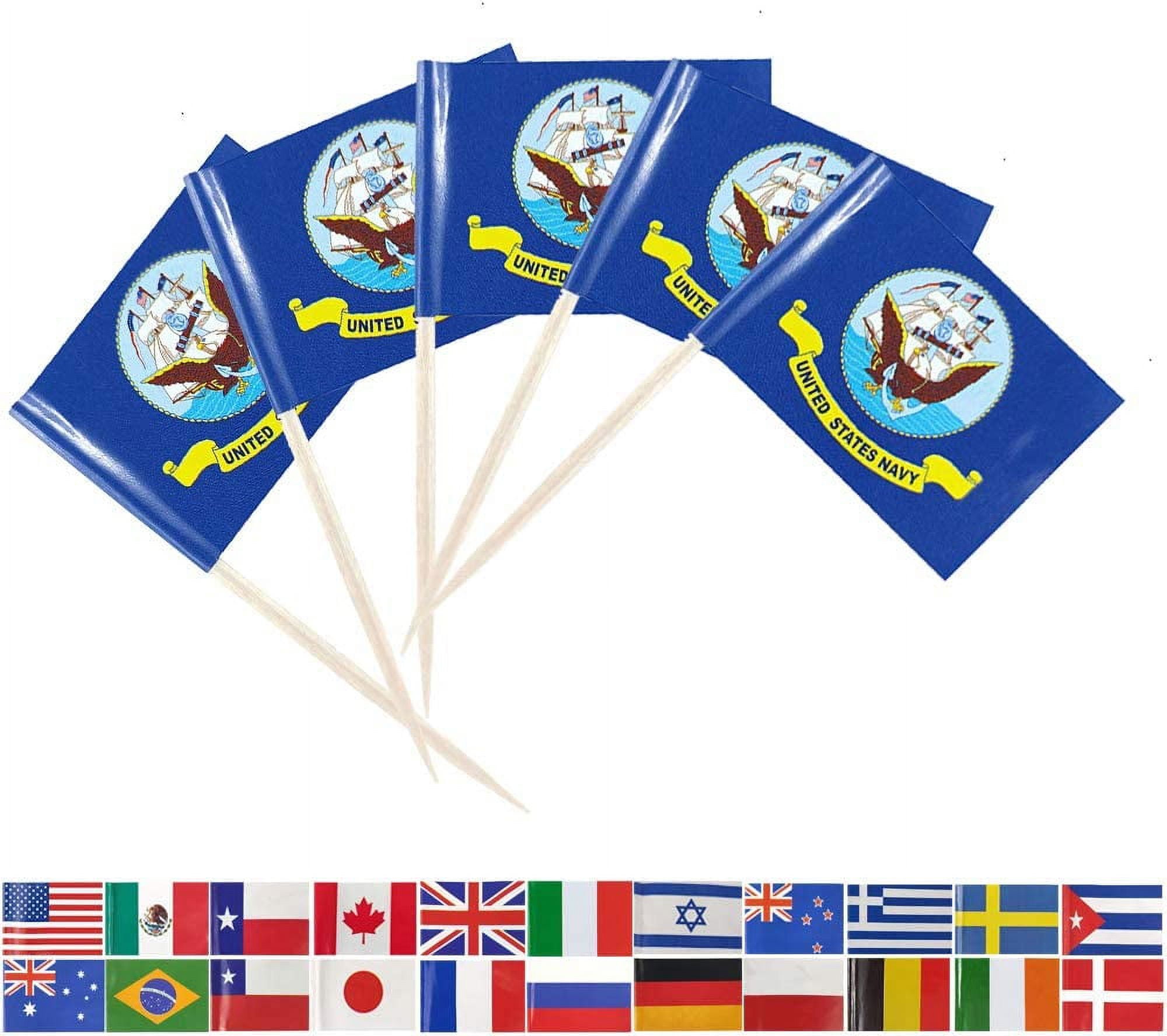 Tectsia 100Pcs American Navy Toothpick Flags, Small Mini Stick USA Navy ...
