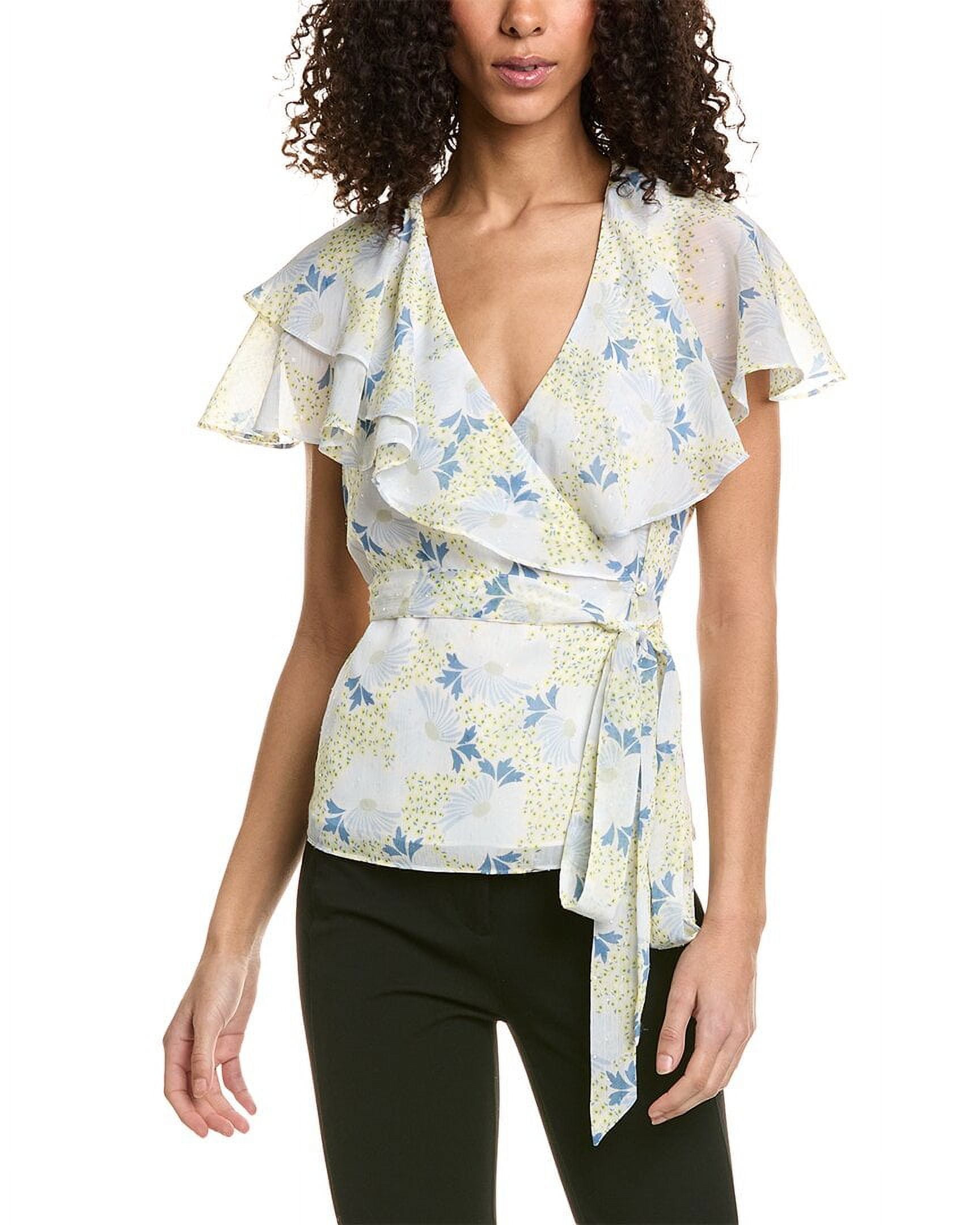 Ted Baker womens Ruffle Wrap Blouse, 1, Blue - Walmart.com
