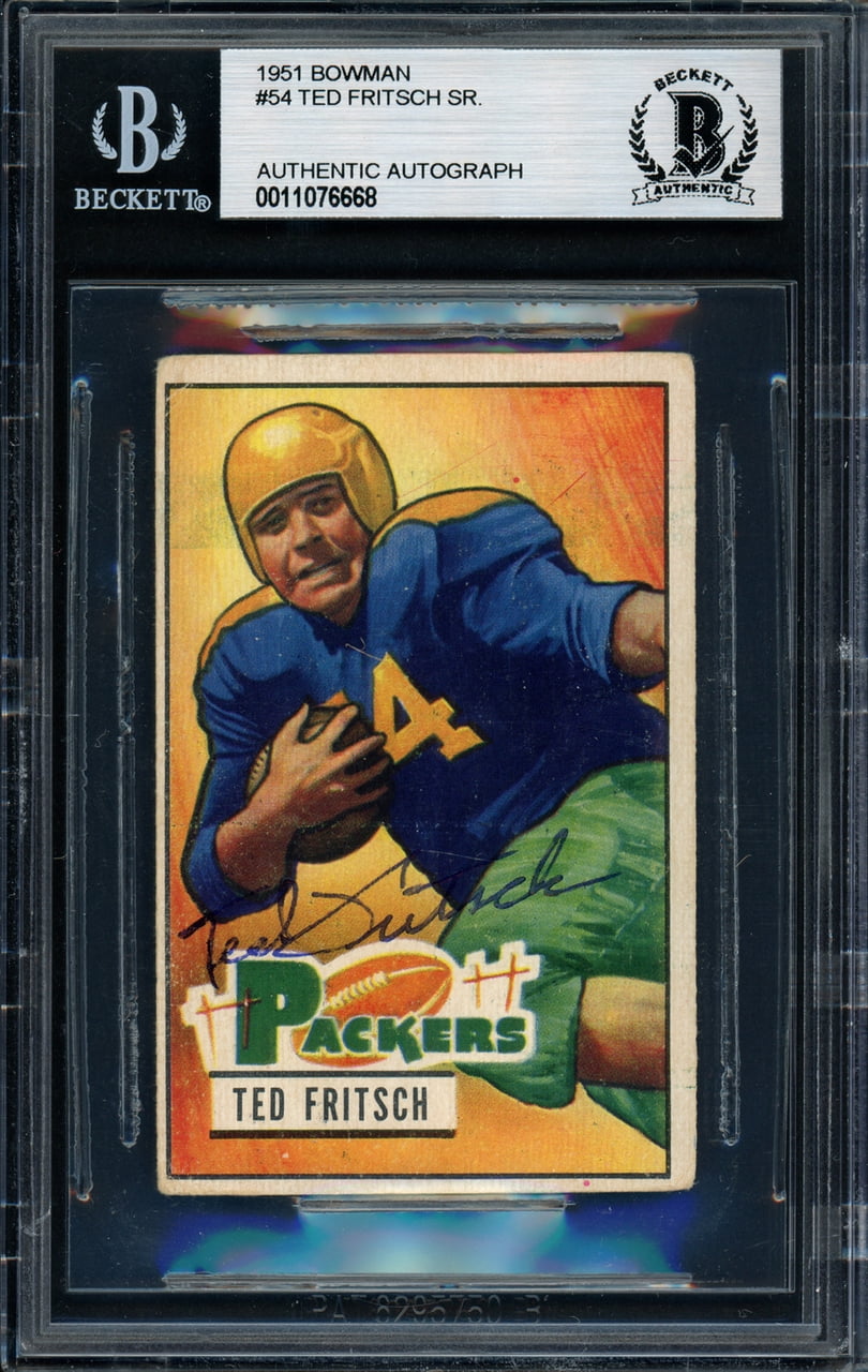 Ted Fritsch Autographed 1951 Bowman Card #54 Green Bay Packers Beckett ...