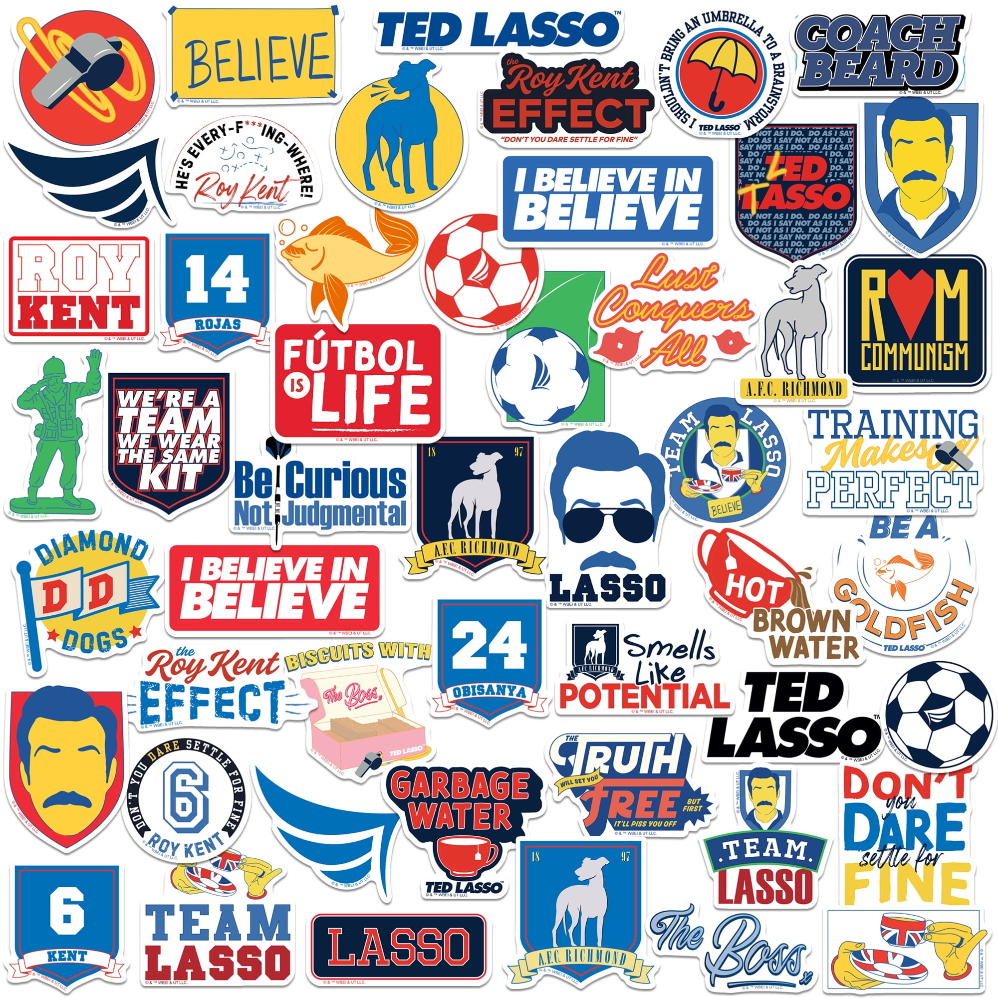 Ted Lasso 50CT Sticker Pack Large Deluxe Stickers Variety Pack - Laptop ...
