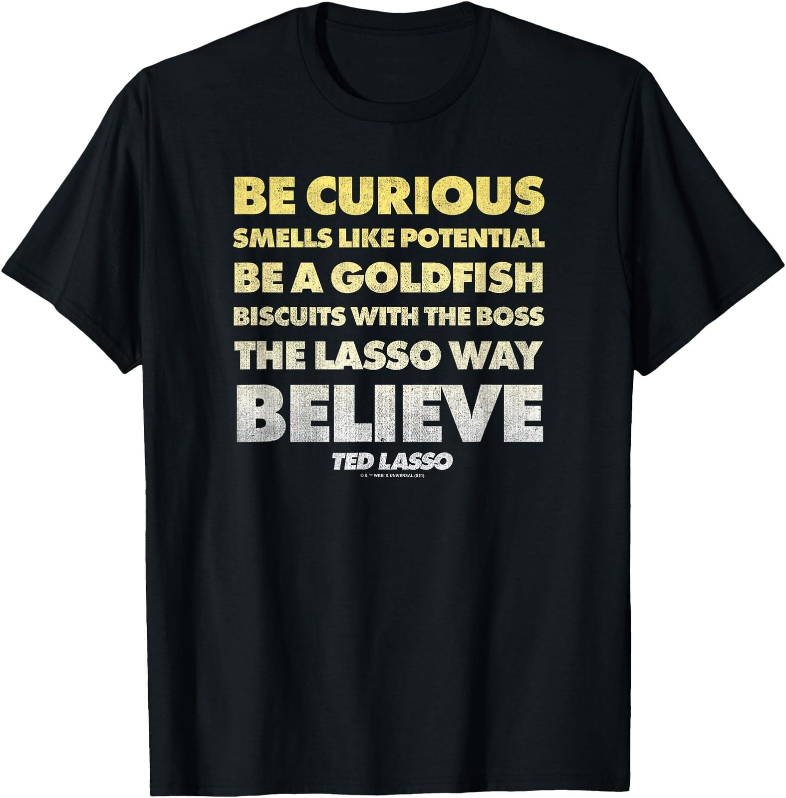 Ted Lasso Be Curious Text Stack Poster Tshirt Ted Lasso Tshirt Men ...