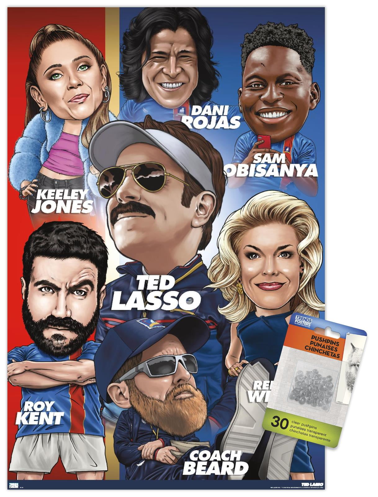 Ted Lasso - Character Grid Wall Poster with Push Pins, 14.725" x 22.375 ...