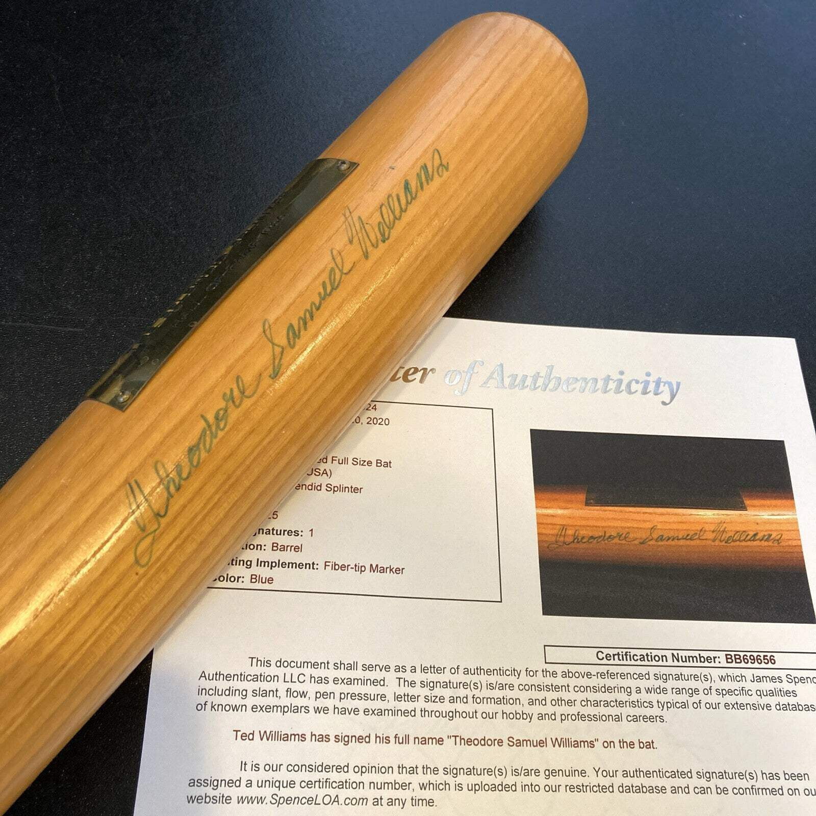 Ted "Theodore Samuel" Williams Full Name Signed Baseball Bat JSA COA ...