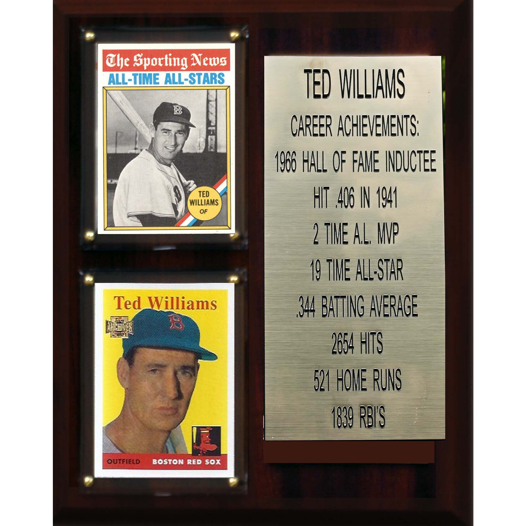 Ted Williams Boston Red Sox 8'' x 10'' Plaque - Walmart.com