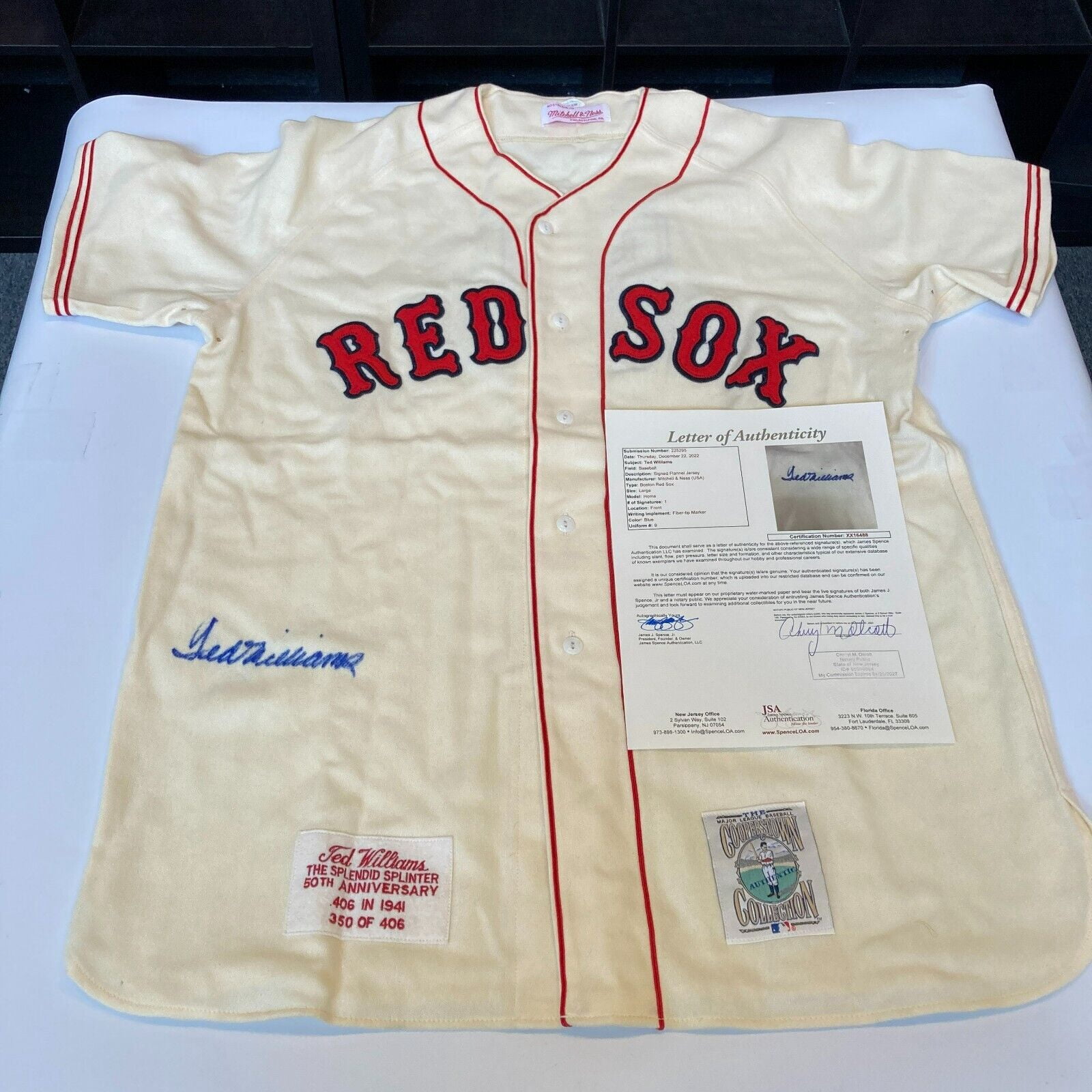 Ted Williams Signed 1941 Boston Red Sox Game Model Jersey With JSA COA ...