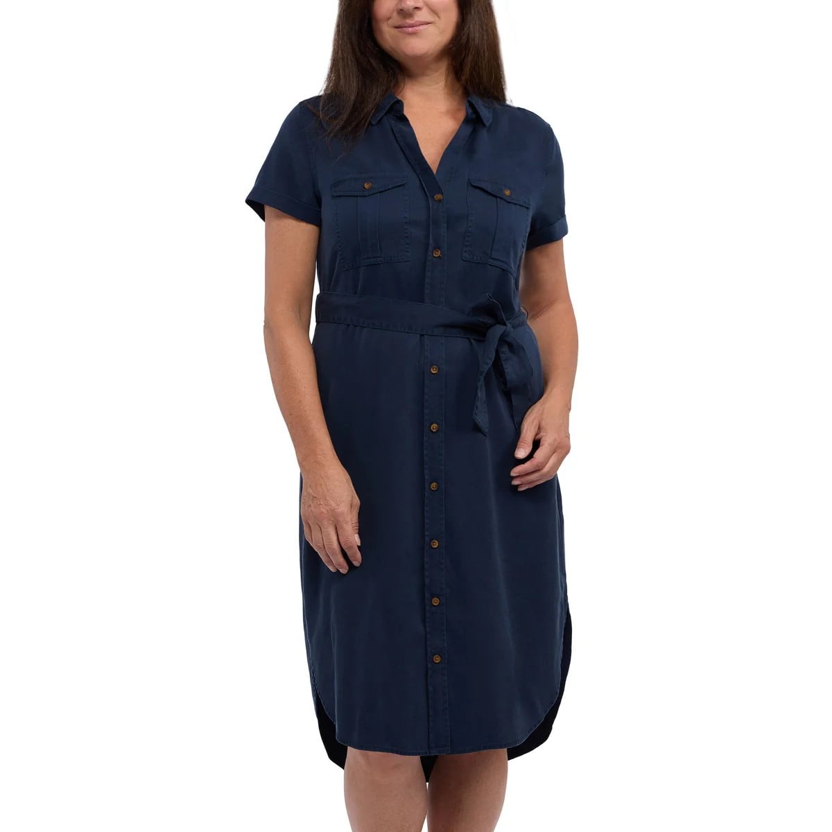 Teddi Rose Women's Tencel Shirt Dress | Navy, Medium - Walmart.com