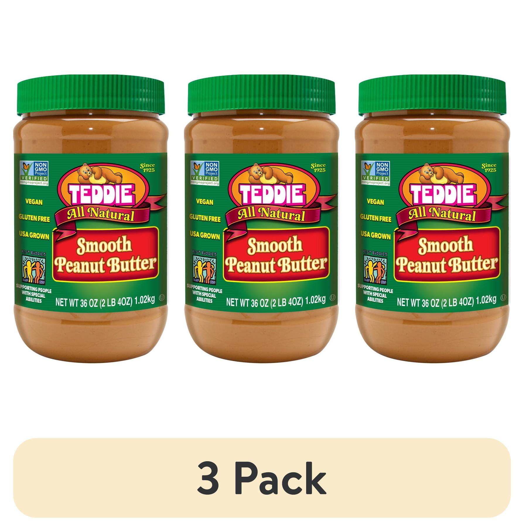(3 pack) Teddie All Natural Smooth Peanut Butter, 36 oz - Walmart.com