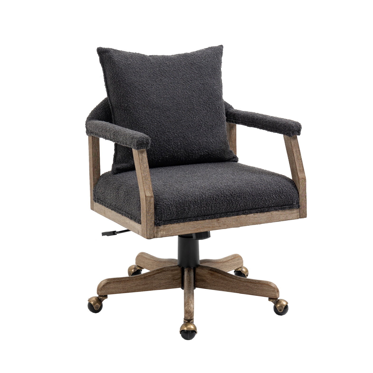 Teddy Adjustable Swivel Office Chair on Wheels, Upholstered Rolling ...