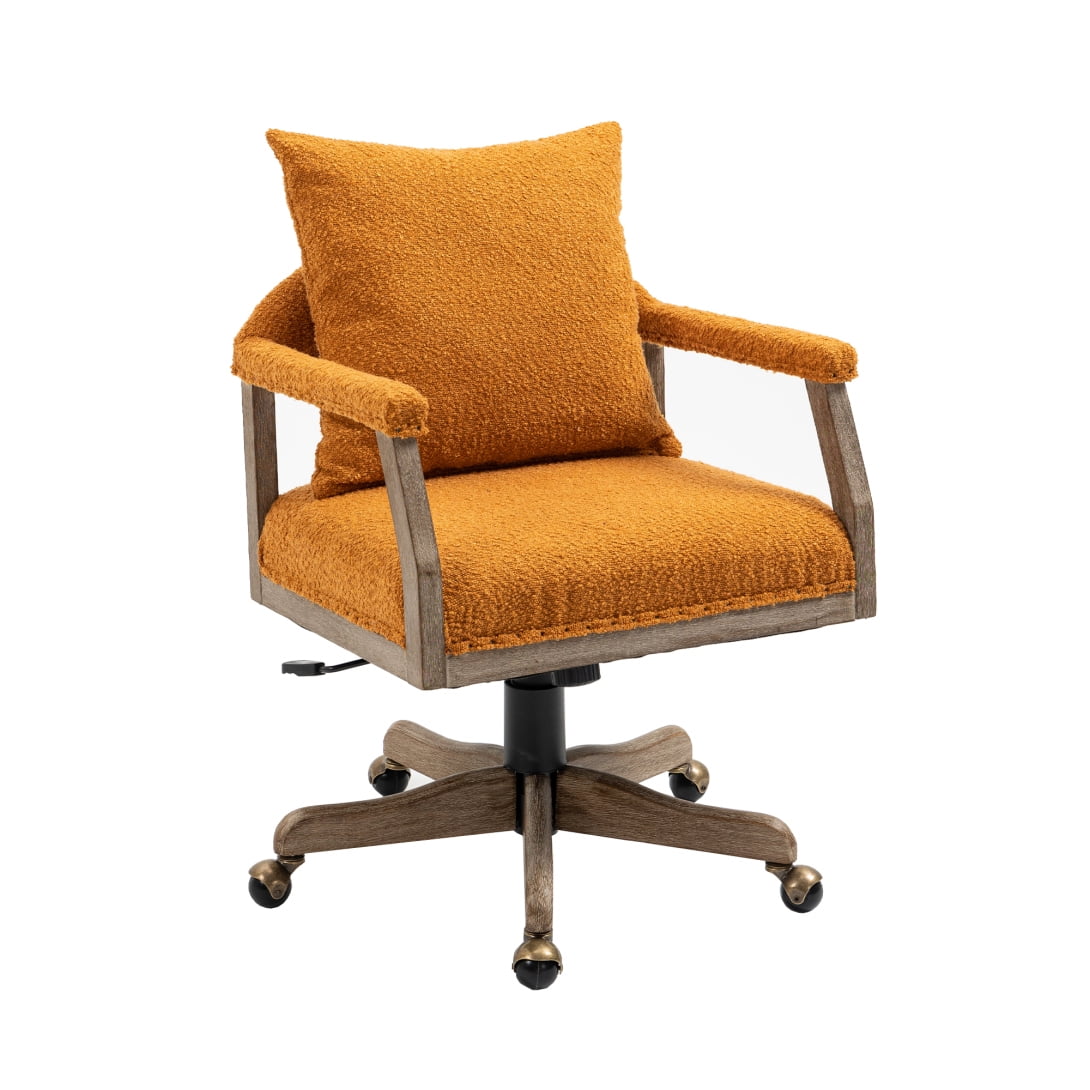 Teddy Adjustable Swivel Office Chair on Wheels, Upholstered Rolling ...