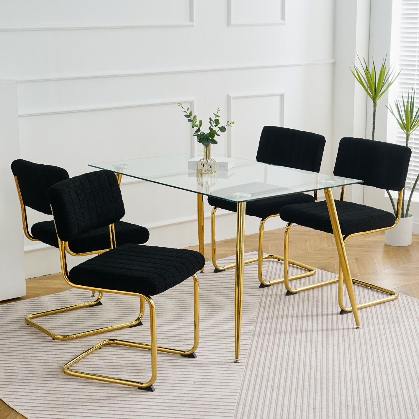 Teddy Armless Dining Chairs Set of 4, Modern Upholstered Kitchen Side ...