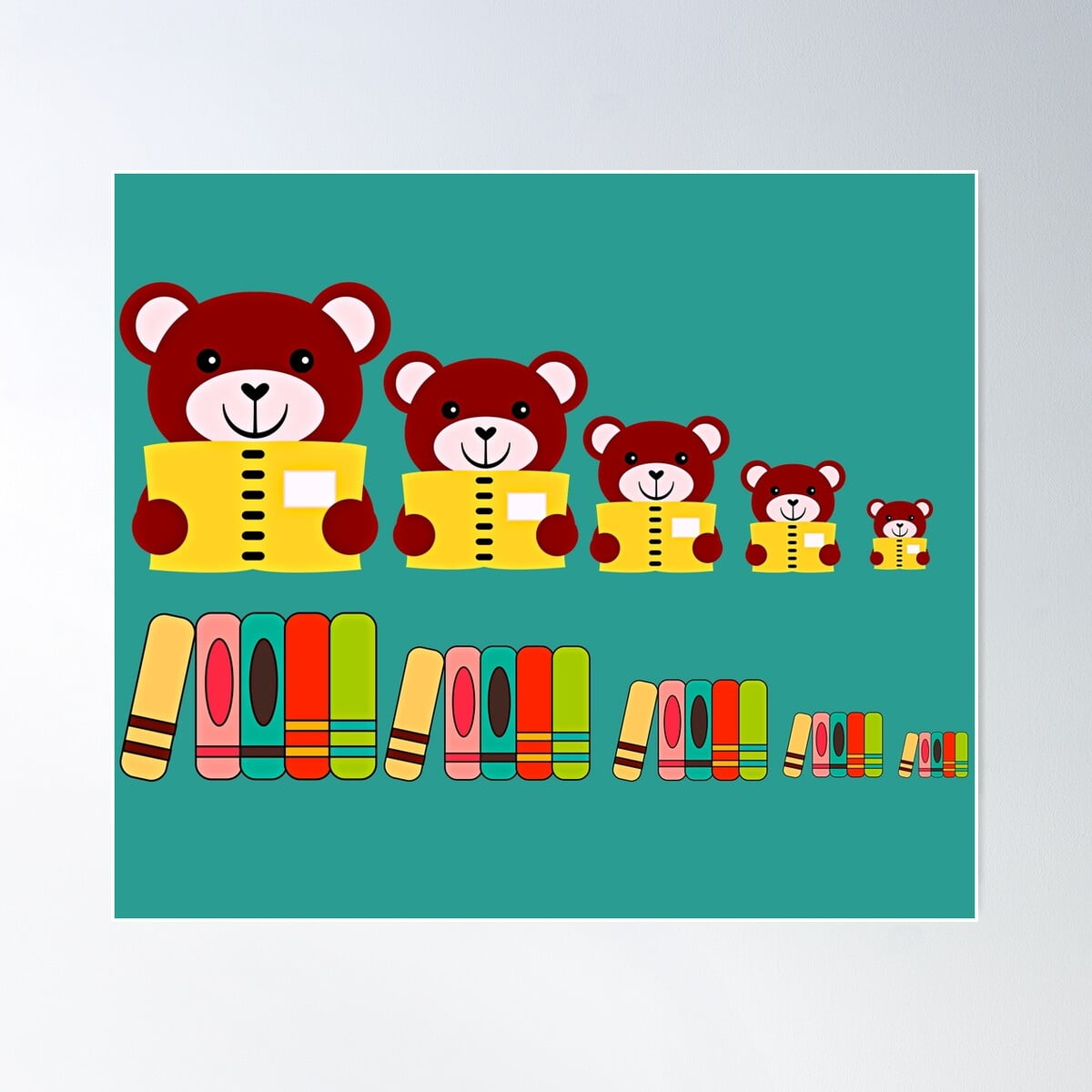 Teddy Bear Back To School Poster Wall Art, Modern Wall Decor For Living ...