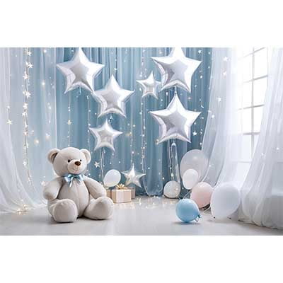 Teddy Bear Balloon Arch Backdrop Baby Boy Girl Photography Shooting ...