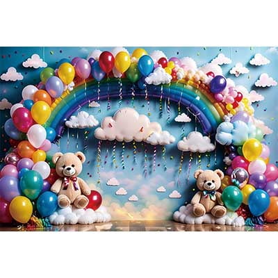 Teddy Bear Balloon Arch Backdrop Baby Boy Girl Photography Shooting ...