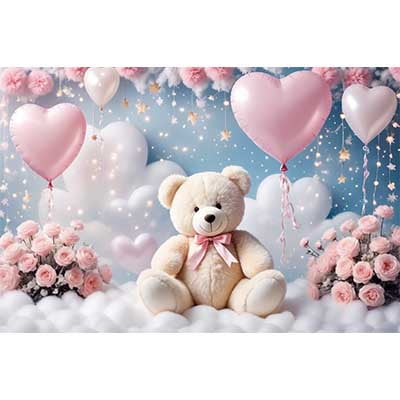 Teddy Bear Balloon Arch Backdrop Baby Boy Girl Photography Shooting ...