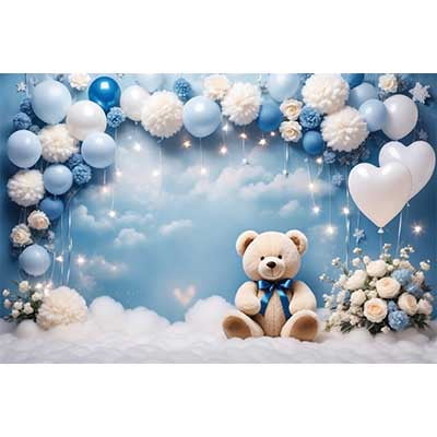 Teddy Bear Balloon Arch Backdrop Baby Boy Girl Photography Shooting ...