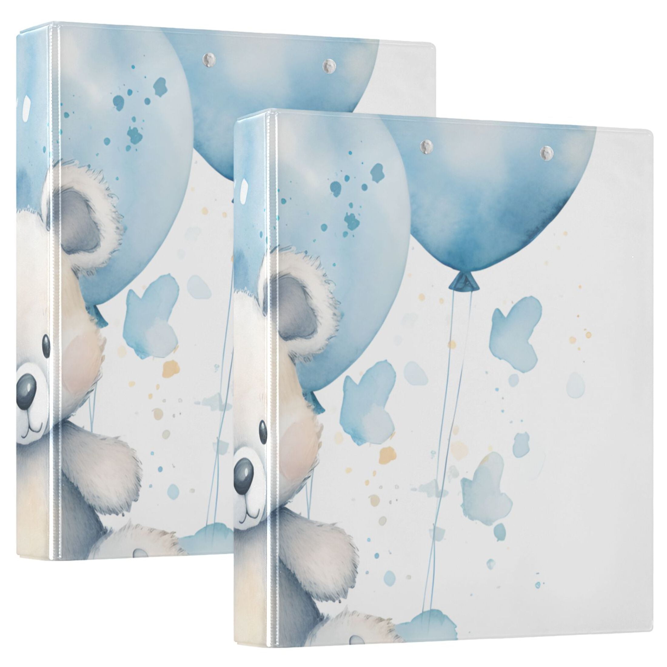 Teddy Bear Balloon and Butterflies 3 Ring Binders 1.5 inch Hardcover ...
