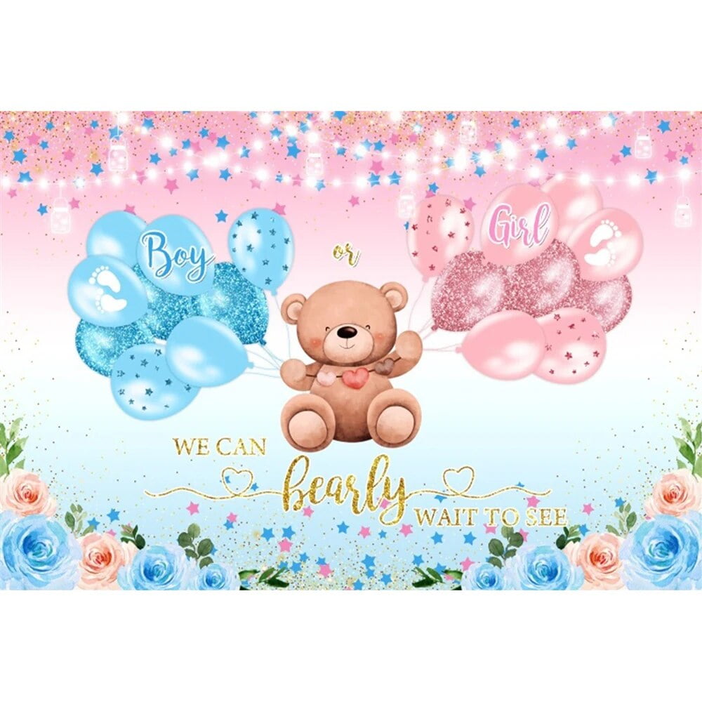 Teddy Bear Birthday Backdrop Pink White Stripes Newborn Baby Shower ...