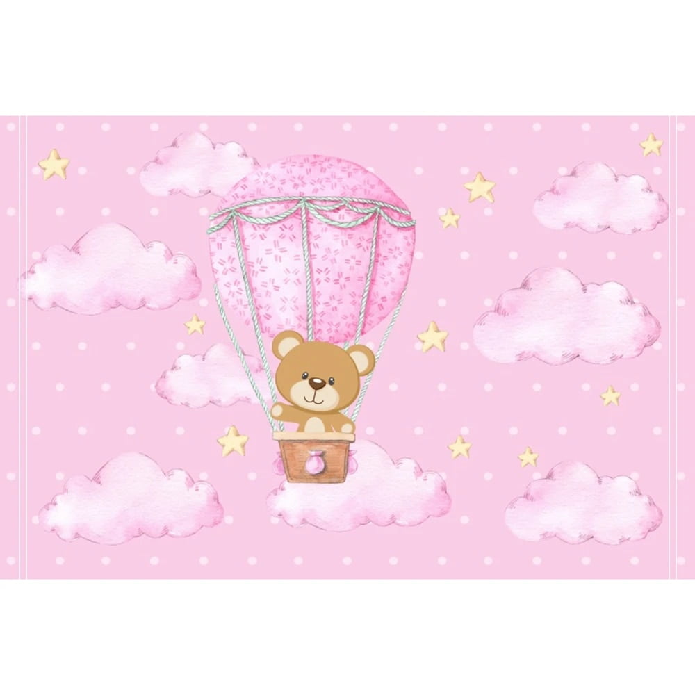 Teddy Bear Birthday Backdrop Pink White Stripes Newborn Baby Shower ...