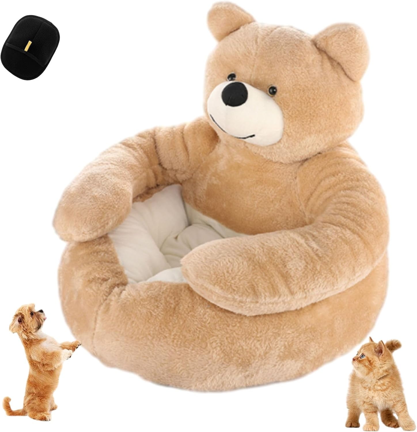 Teddy Bear Dog Bed, 2026 New Cozy Fluffy Plush Cat Sofa Bed with Arms ...
