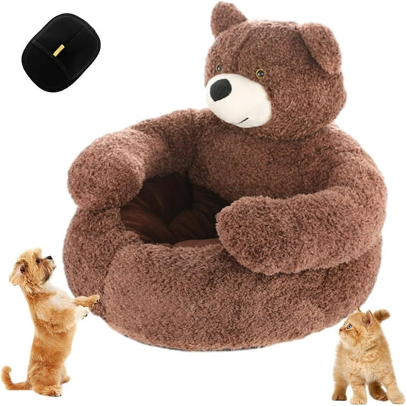 Teddy Bear Dog Bed, 2026 New Cozy Fluffy Plush Cat Sofa Bed with Arms ...